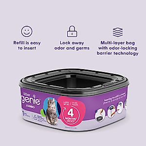 Litter Genie Refill Bags | Jumbo 2- Count (Pack of 1) | Up to 8 Months of Supply in 2 cartridges | Ultimate Odor Control Cat Litter Bags