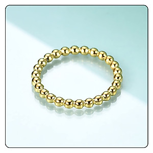 Fusamk Fashion 18K Gold Stacking Ring Stainless Steel 2MM Bead Ring(Gold(9))