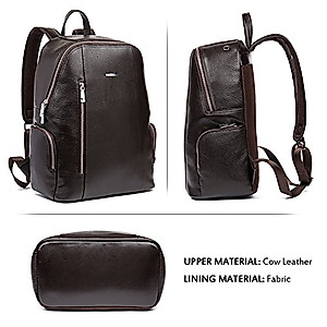 BOSTANTEN Leather Backpack College Laptop Travel Camping Shoulder Bag Gym Sports Bags for Men Coffee