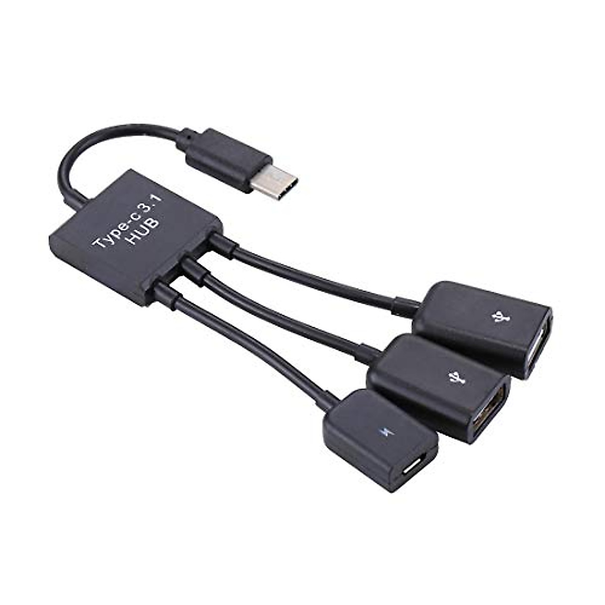 Leya-US Spare Part Portable USB-C/Type-C Male to Dual USB Ports Female + Micro USB Female Mini Cable Hub Splitter Adapter