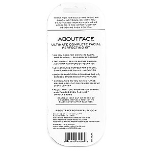 Kai About Face Ultimate Complete Facial Perfecting Kit for Shaving & Exfoliating - Includes 3 Beauty Groomers for Hair Removal and Dermaplaning from Face, Neck, & Hairline