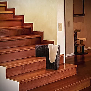 14.5" Plastic Wicker Storage Stair Basket With Handles by Trademark Innovations