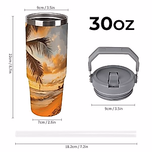 SYJTGDE Large Capacity Car Cup Tropical Beach Palm Tree Sunset Fashionable Upgrade Car Cup Advanced And Beautiful Travel Cup
