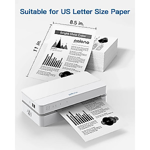 Thermal Printer, 2.4 GHz WiFi Inkless Printer Supports 8.5" x 11" US Letter Size Thermal Paper,Wireless Printer Support Android, iOS & Laptop, Compact Printer for Home Use, Office,1 Count
