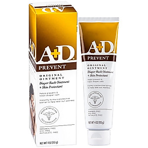 A+D Original Diaper Rash Ointment, Baby Skin Protectant With Lanolin and Petrolatum, Seals Out Wetness, Helps Prevent Diaper Rash, 4 Ounce Tube, Packaging May Vary (Pack of 3)