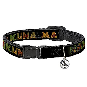 Buckle-Down Breakaway Cat Collar - HAKUNA MATATA Black/Lion King Scenes - 1/2" Wide - Fits 8-12" Neck - Medium