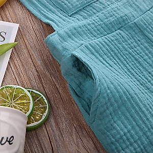 Mubineo Toddler Girl Boy Basic Plain Pocket Bib Overalls Summer Overall Shorts (Grey Blue, 3T)