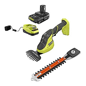RYOBI ONE+ 18V Cordless Grass Shear and Shrubber Trimmer with 2.0 Ah Battery and Charger