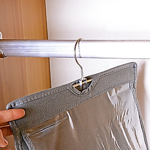 ZARSIO 6 Pockets Hanging Handbag Organizer Dust Proof Storage Holder Bag for Wardrobe Closet Set of 2 (Gray)