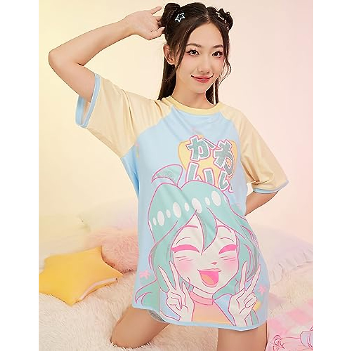 Winx Club Women's Bloom Printed Short Sleeves Crew Neck Summer Sleepwear Loungewear T-shirt Dress (extra large) Blue