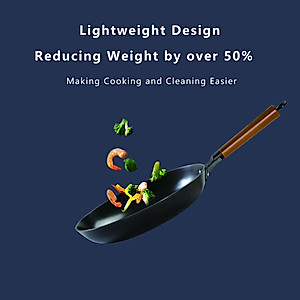 ZhaoYoung Cast iron frying pan,Non stick frying pans,Cast iron skillet Size :9.45(in),removable wooden handle,smooth surface,black.