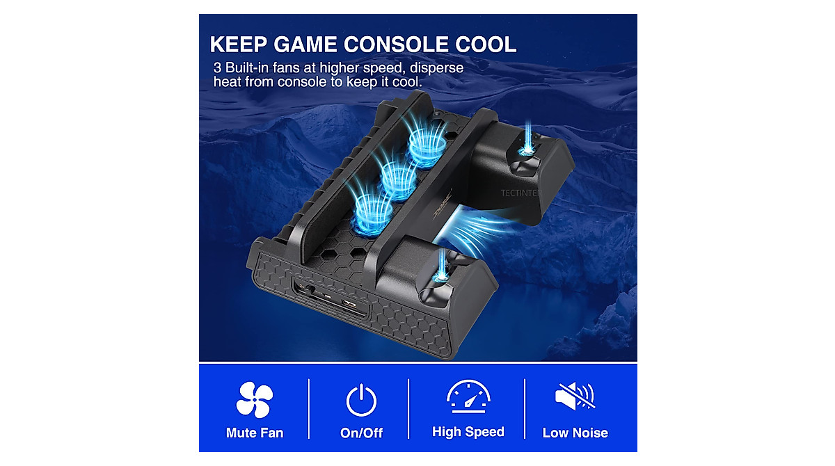 TECTINTER USB Cooling Fan & Charging Station for Consoles