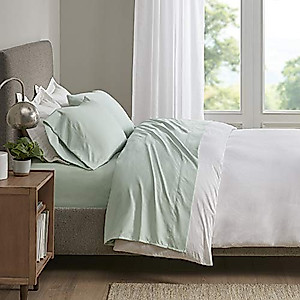 Sleep Philosophy Smart Cool Microfiber Moisture-Wicking Breathable 4 Piece Cooling Sheet Set, Queen Size, Aqua