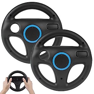 2Pack Mario Kart Steering Wheels Compatible for Nintendo Wii Remote, TechKen Mario Kart Racing Wheel Compatible with Nintendo Wii, Mario Kart, Tank, More Wii or Wii U Racing Games