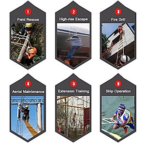 WDFYJ Emergency Fire Escape Ladder Flame Resistant Safety Rope Ladder with Hooks Fast to Deploy & Easy to Use Compact & Easy to Store Withstand Weight up to 2000 pounds(16F/5M)