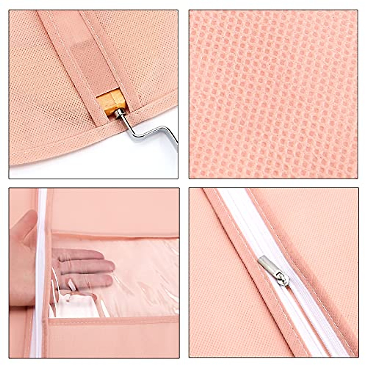 SNHTLS Hanging Garment Bags Suit Bags(Set of 10) Dust Cover Breathable Dress Bag for Closet Clothes Storage or Travel- Pink 24'' x 55''