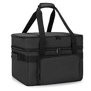 LUXJA Indoor Grill Carrying Bag with Bottom Pad Compatible for Ninja Sizzle GR101 Smokeless Grill, Double Layer Electric Grill Bag with Plates Section (Bag Only), Black