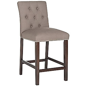 Safavieh Home Collection Norah Dark Taupe and Espresso Counter Stool (Set of 2)