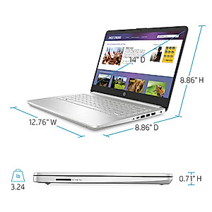 HP 2021 14 inch FHD Laptop Computer, Intel 11th Gen Core i3-1115G4 (Beats i5-8265U), 8GB RAM, 512GB SSD, USB-C, HDMI, HD Webcam, WiFi, Fingerprint Reader, Windows 10 S, Silver, Fairywren Card