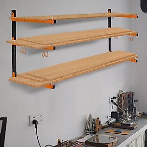 DIYTUNINGS Folding Garage Storage Rack Wall Mount, Heavy Duty Lumber Organizer Metal Rack, Wood Storage Shelves for Home Improvement Indoor & Outdoor Use, Holds up to 720 lbs