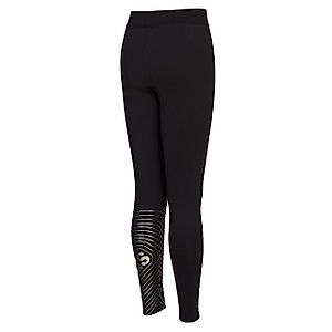 adidas girls Glam Graphic Tights Pants, Black With Silver, Large US