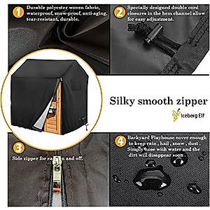 Iceberg Elf Playhouse cover, Outdoor wooden kids playhouse covers, 57" L x 57" W x 63" H, Waterproof, Sun Protection dust, Easy to put on with side zipper, 640D Heavy duty oxford fabric, (Black)