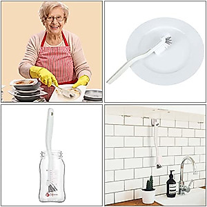 JIANYI Kitchen Scrub Brush, Right Angle Bottle Bathroom Brush for Sink Household Pot Pan Edge Corners Tile Lines Deep Cleaning with Stiff Bristles(6Pack)