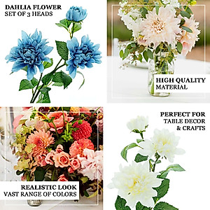 Efavormart Pack of 2-31" Ivory Dahlia Flower Stem, Silk Flower Spray for DIY, Weddings, Bridal Bouquets, Parties, Anniversary, Home, Centerpieces, Garden, Flowers Décor