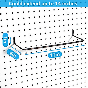 Paper Towel Holder for Pegboard, Extendable, Fit Any Standard Pegboard, 4 Packs, Black