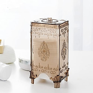 Zerodeko Cotton Swab Ball Qtip Holder: Cotton Pad Jar Plastic Container Dispenser Box Embossed Box for Bathroom Home Storage Organizer 2Pcs