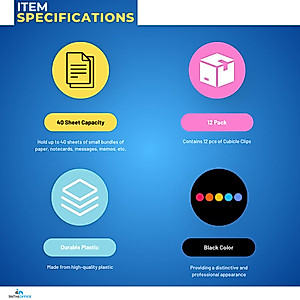 1InTheOffice Cubicle Clips, Black, 12/Pack (Black)