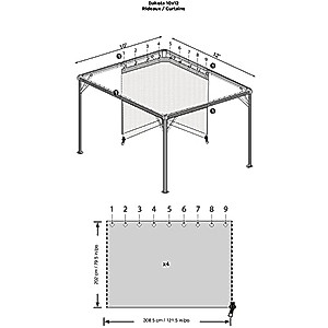 Sojag Accessories Set of 4 10' x 12' Curtains for Dakota Outdoor Gazebo- Brown