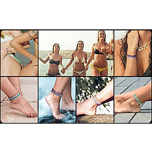 Jovivi 15 Pieces Surfer Wave Friendship Bracelets Set Handmade Waterproof Adjustable Braided Strand String Bracelets Anklets Boho Jewelry for Women