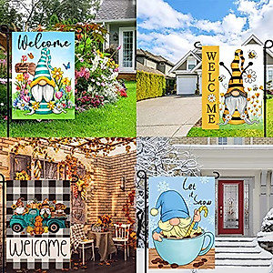 Set of 10 Gnome Seasonal Garden Flags,Double Sided 12 x 18 Inch Yard Flags,small garden flags for outside, Christmas Spring Seasonal Flags for Outdoor,Holiday Garden Flags for All Seasons