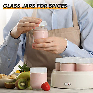 Baderke 16 pcs Clear Glass Jars with Plastic Lids for Yogurt Maker Reusable Glass Mason Jars Glass Canning Yogurt Container Yogurt Jars for Greek Yogurt Machine Jam Spices Herbs Food storage (6 oz)