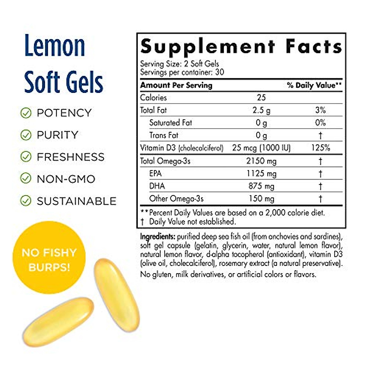 Nordic Naturals Ultimate Omega 2X with Vitamin D3, Lemon Flavor - 60 Soft Gels - 2150 mg Omega-3 + 1000 IU D3 - Omega-3 Fish Oil - EPA & DHA - Brain, Heart, Joint, & Immune Health - 30 Servings