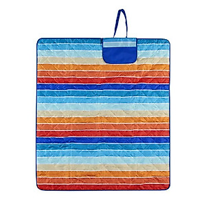 Mainstay Outdoor Blanket with Double Pocket and Carry Handle, Stripe, 60''x70'' Foldable Waterproof Outdoor Blanket