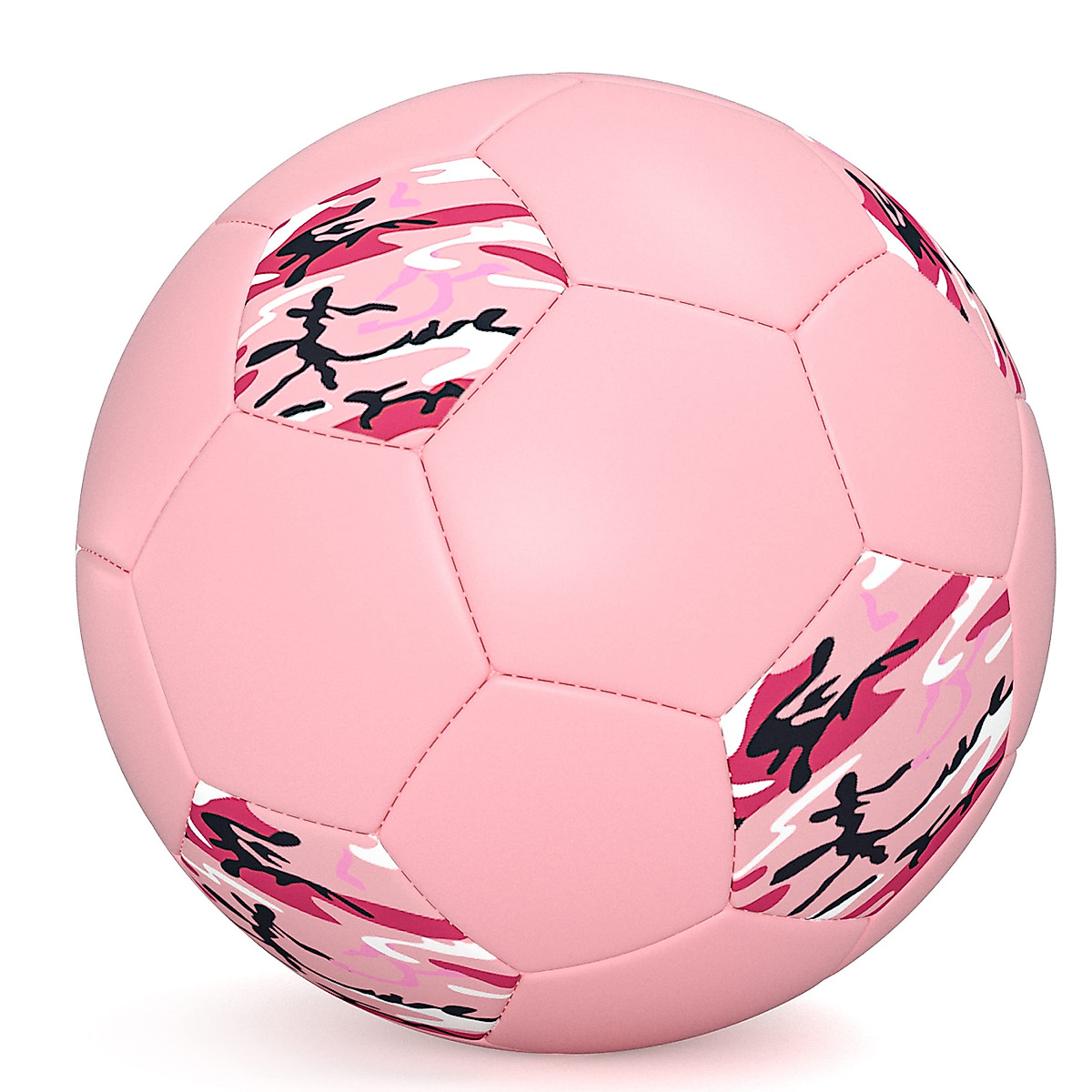 PP PICADOR Soccer Ball Size 4, Kids Soccer Balls for Youth Girls Boys Child Teen Age 4-8 8-12 Outdoor Training Gift with Pump(Camouflage Pink)