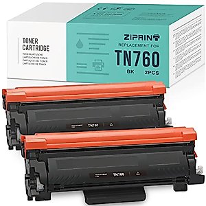 ZIPRINT with CHIP Compatible Toner Cartridge Replacement for Brother TN760 TN 760 TN730 for HL-L2350DW MFC-L2710DW DCP-L2550DW MFC-L2750DW HL-L2395DW HL-L2370DW HL-L2390DW (Black, 2-Pack)