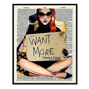 Funny Glam Fashion Graffiti Dictionary Art – Upcycled 8x10 Chic Unique Gift for Designer, Fashionista - Urban Street Art Home Decoration Poster for Women, Wife, Teens, Dorm Room – Cool Dope Wall Decor