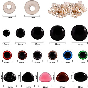 Meafeng 600 Pcs Colorful Plastic Safety Eyes and Noses with washers, for Amigurumi Crafts Doll Crochet Stuffed Animal Teddy Bear Making (Ø 6~14mm)