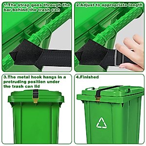 2Pcs Bear Proof Trash Can Lid Lock, Trash Can Locks for Animals, Adjustable Garbage Can Lock for Animals, Trash Can Lock Garbage Can Strap to Prevent Bear Raccoon Dog Tipping Over Trash Bin (Black)