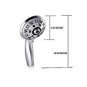 Klabb shower set K-9 High Pressure 4.3 inches Chrome Face Handheld Shower with Hose with 5 function.impluse+trickle+massage+spray+rainfall