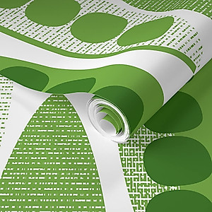 Spoonflower Removable Wallpaper 12ft x 2ft - Pod Mod Modern Green Mid Century Vegetable Custom Pre-Pasted Wallpaper