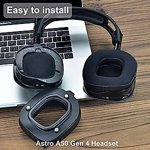 A50 Gen 4 Mod Kit - defean Replacement Earpads and Headband Compatible with Astro A50 Gen 4 Headset,Ear Cushions, Upgrade High-Density Noise Cancelling Foam, Added Thickness (Black Silky Cool Fabric)