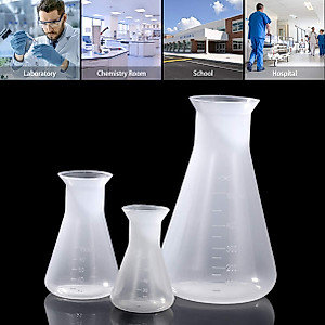 3Pcs Erlenmeyer Flask,Plastic Flask Conical Flask for Laboratory Students Educational Learning Toys(50ml+100ml+500ml)