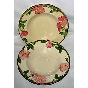 Franciscan Earthenware Desert Rose Rimmed 8 1/2 Inch Cereal Soup Bowls, Set of 4