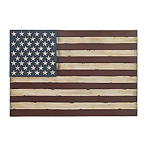 Deco 79 Metal American Flag Indoor Outdoor Wall Decor, 38" x 2" x 26", Red