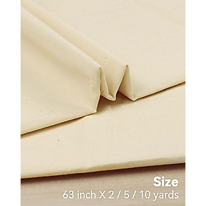 HOTGODEN Medium Weight 100% Cotton Muslin Fabric: 63 inch x 2,5,10 Yards Unbleached Muslin Linen Fabric Material for Sewing Material Apparel Cloth