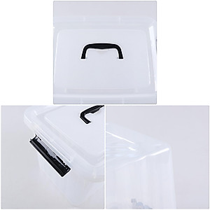 Sadstory 12 Quart Clear Latching Bin with Handle, Plastic Lidded Storage Box, 6 Packs